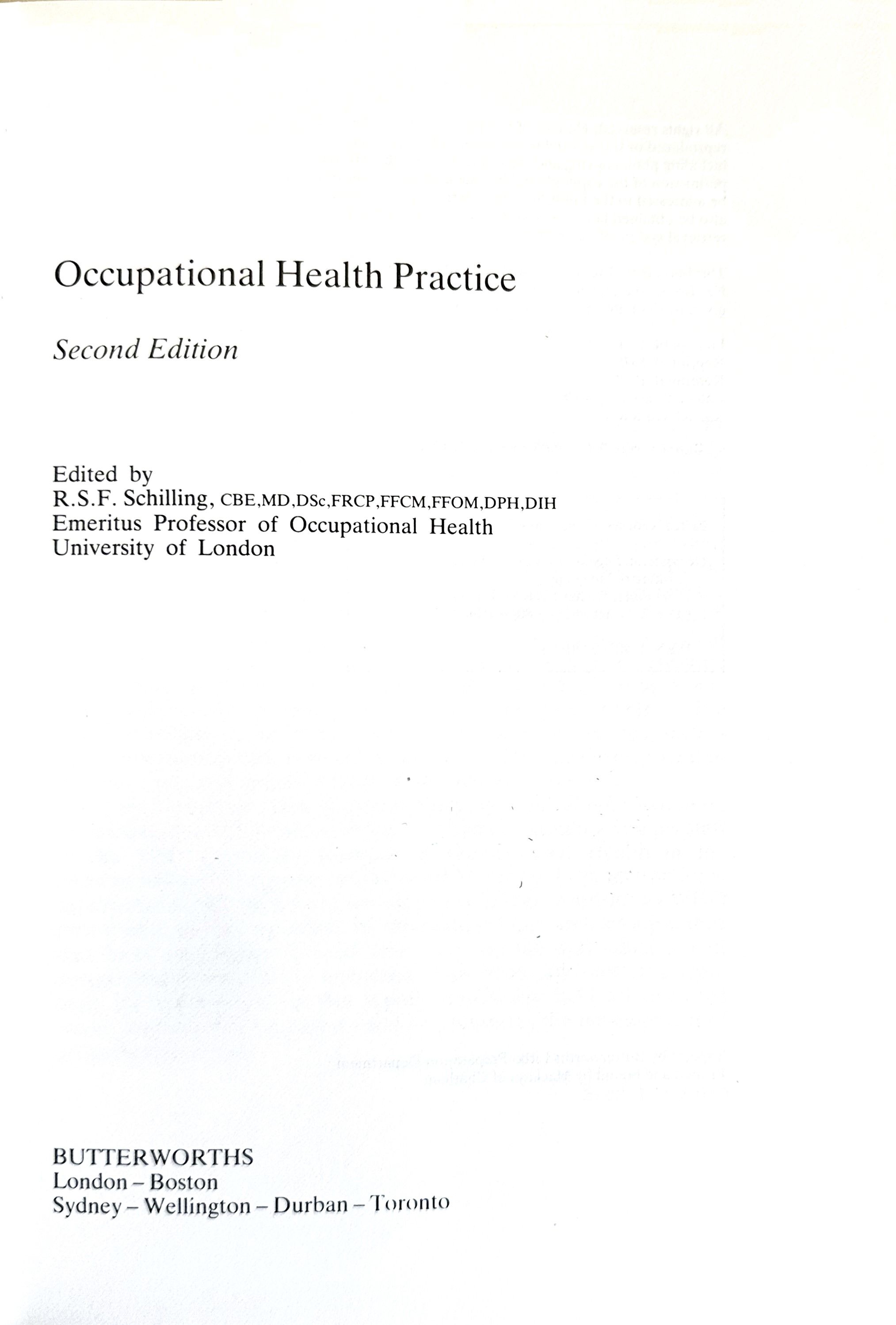 Occupational Health Practice. Second edition.