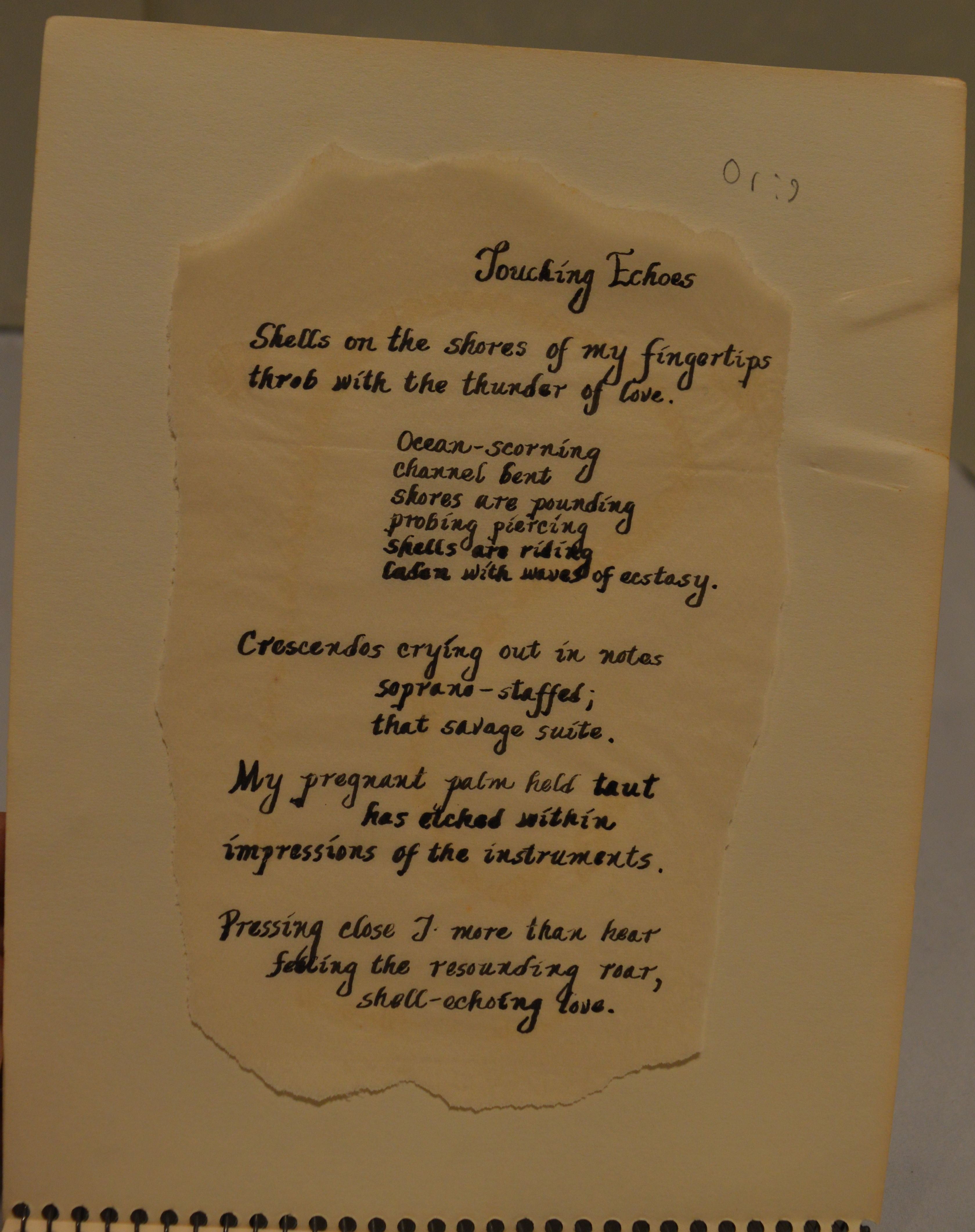 Autographed manuscript of original poetry