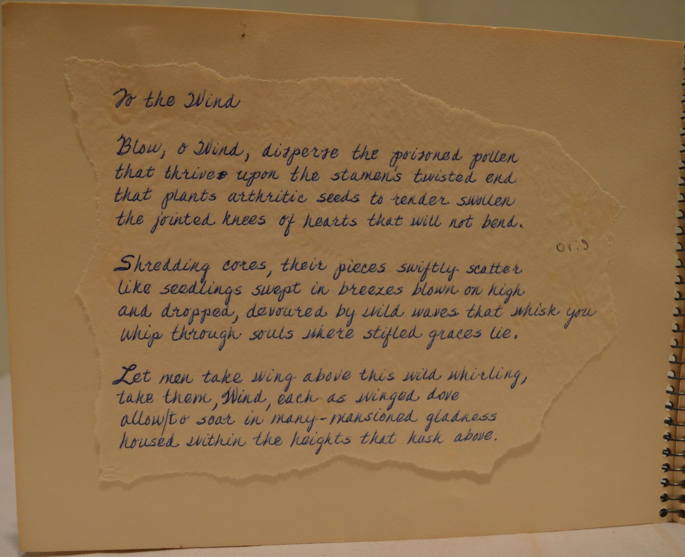 Autographed manuscript of original poetry