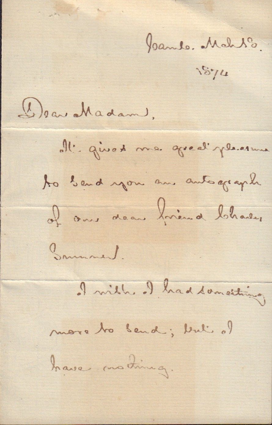 Autograph letter by Henry Wadsworth Longfellow with enclosed autograph ...