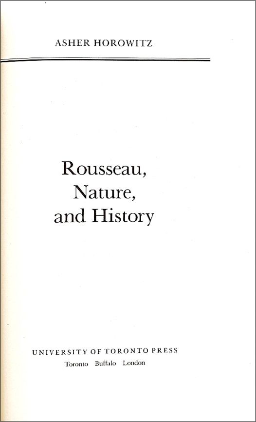 Rousseau, Nature, and History.