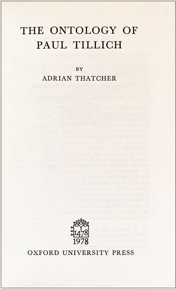 The Ontology of Paul Tillich.
