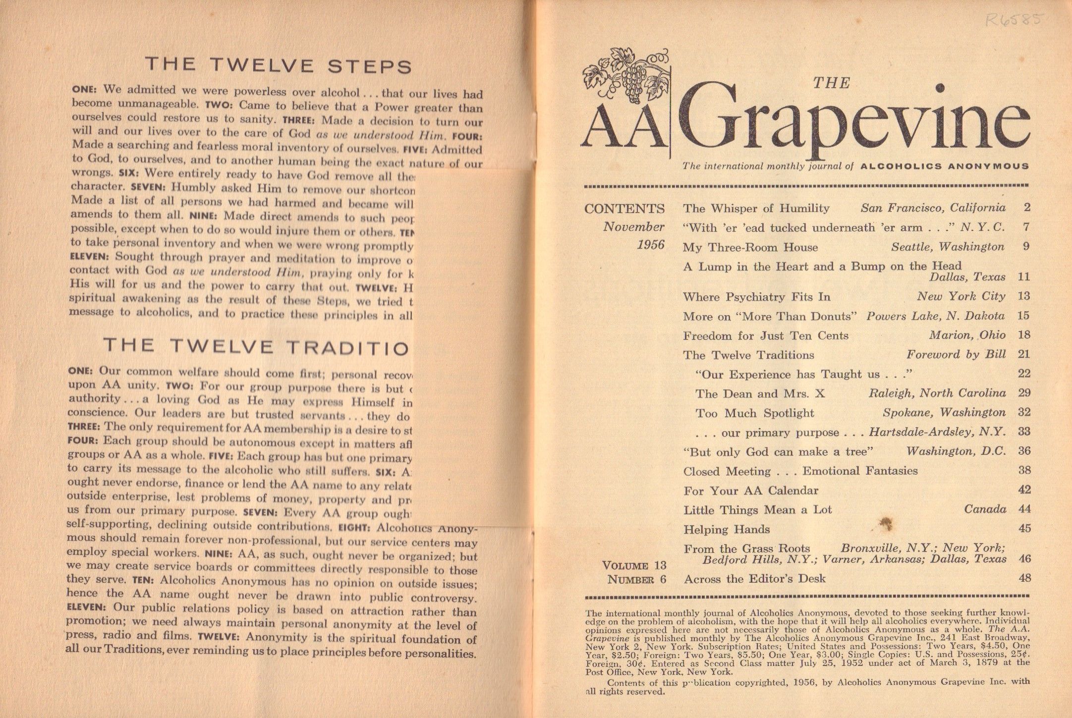 [Alcoholics Anonymous] The A.A. Grapevine -- November 1956