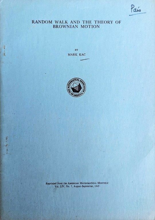 [27 offprints, including: ] Random Walk and the Theory of Brownian ...