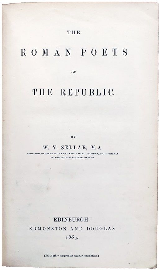 The Roman Poets of the Republic.