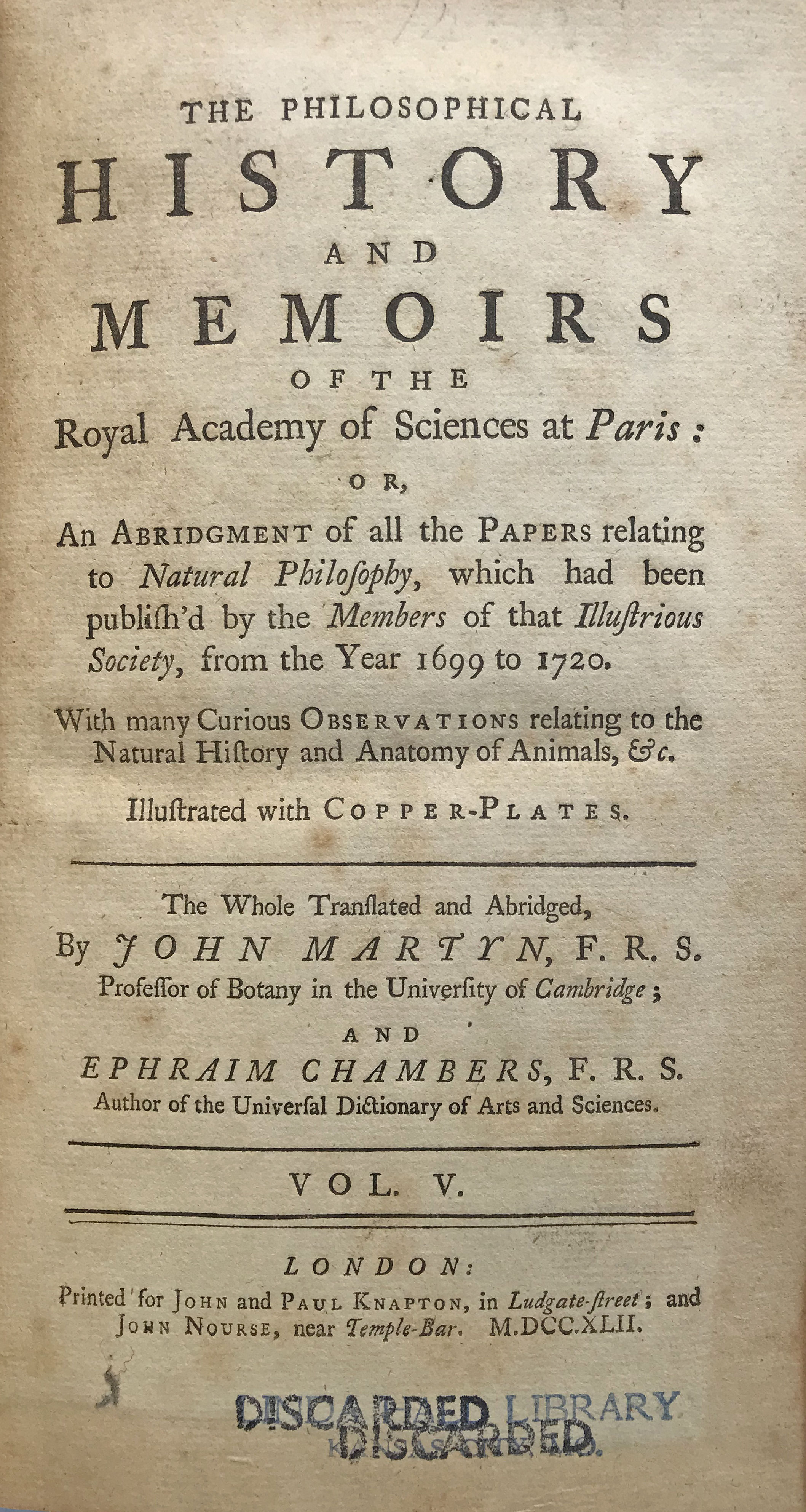 The Philosophical History and memoirs of the Royal Academy of Sciences ...