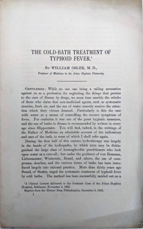 The Cold-Bath Treatment of Typhoid Fever. [Offprint].