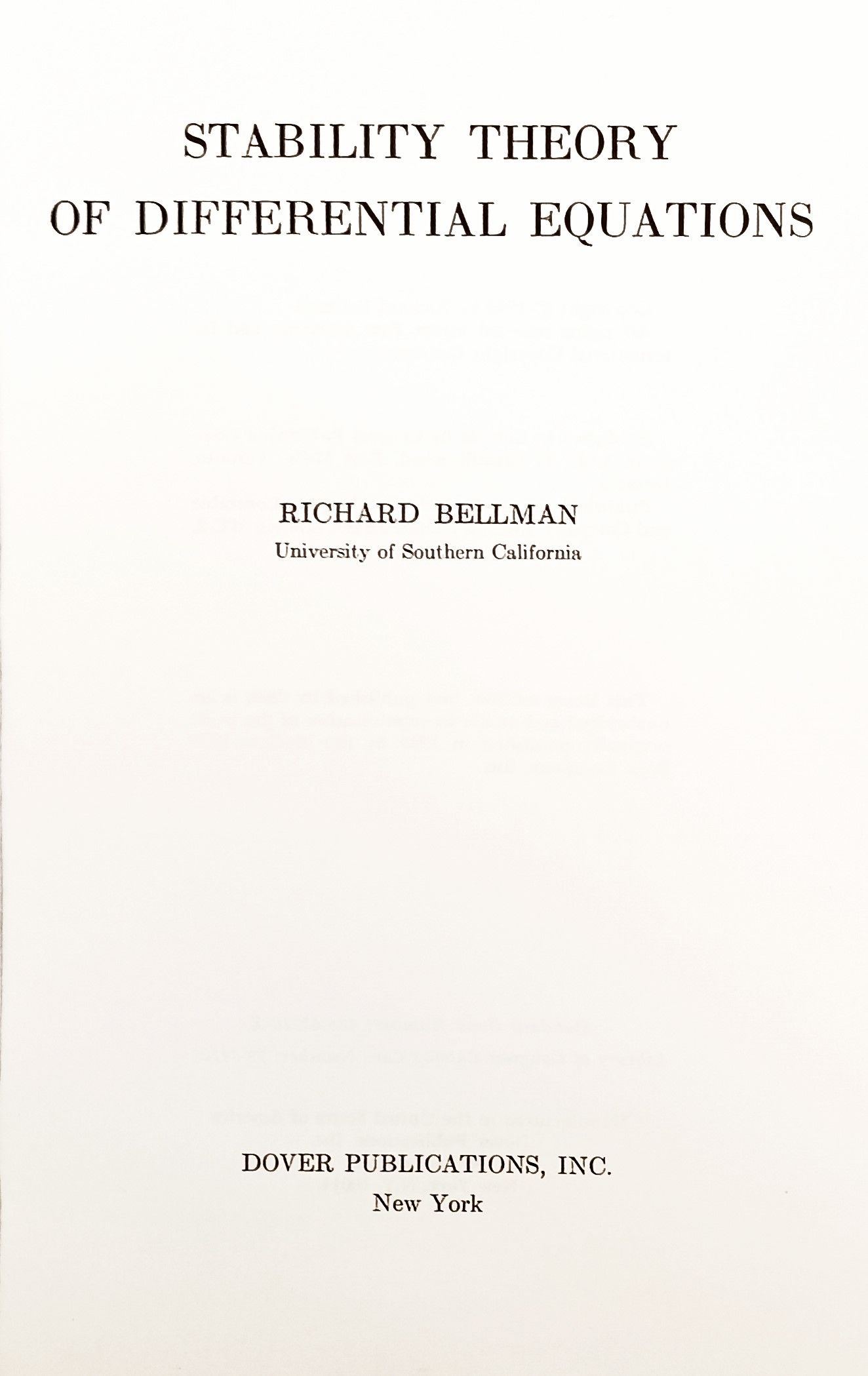 Stability Theory of Differential Equations.