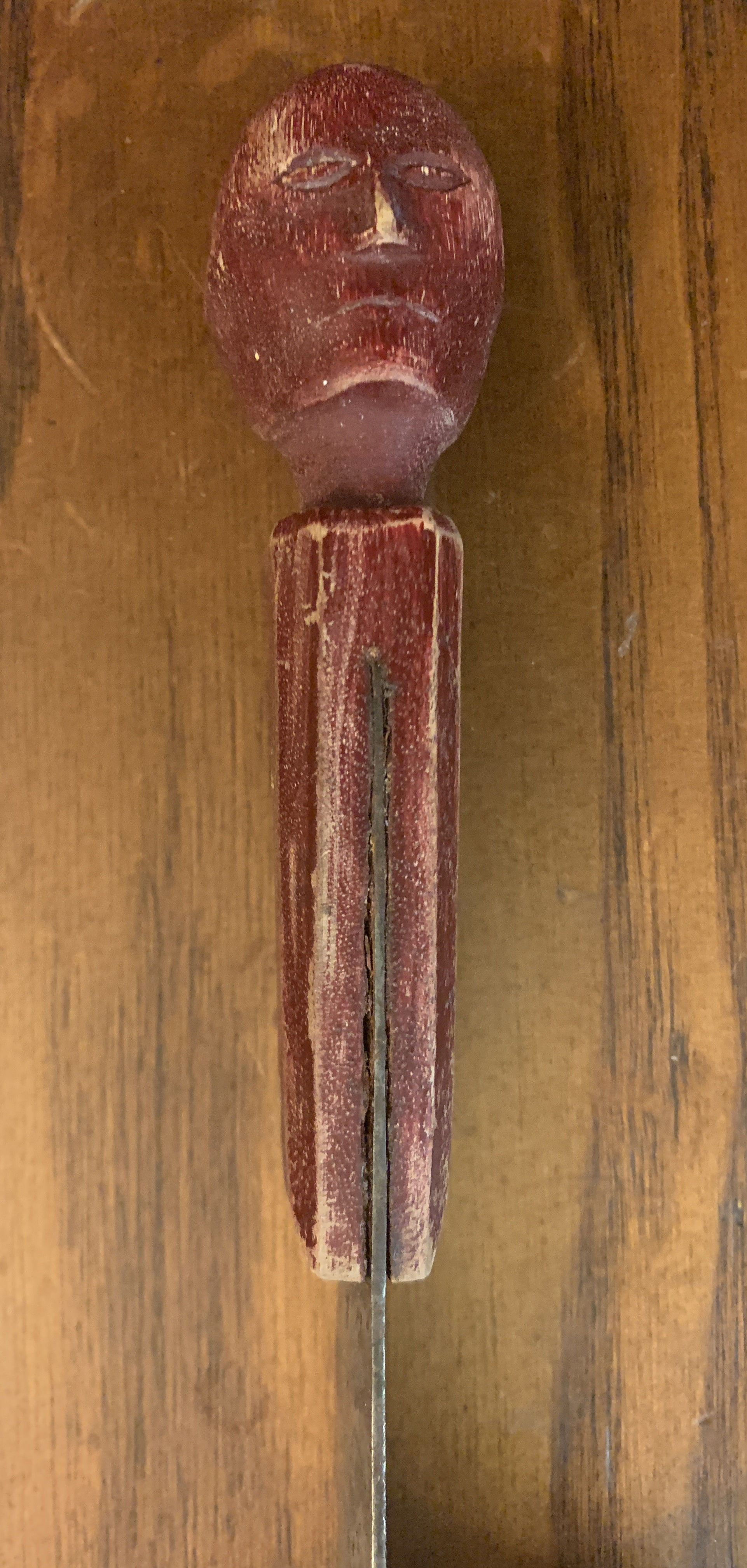 Ojibwa Handmade Knife Hand Forged with Carved Algonquin Effigy Head