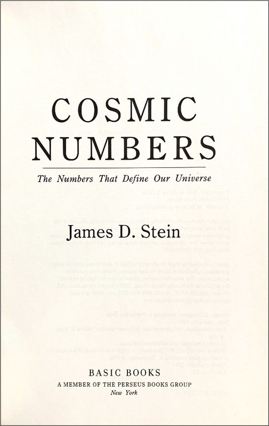 Cosmic Numbers; The Numbers That Define Our Universe.